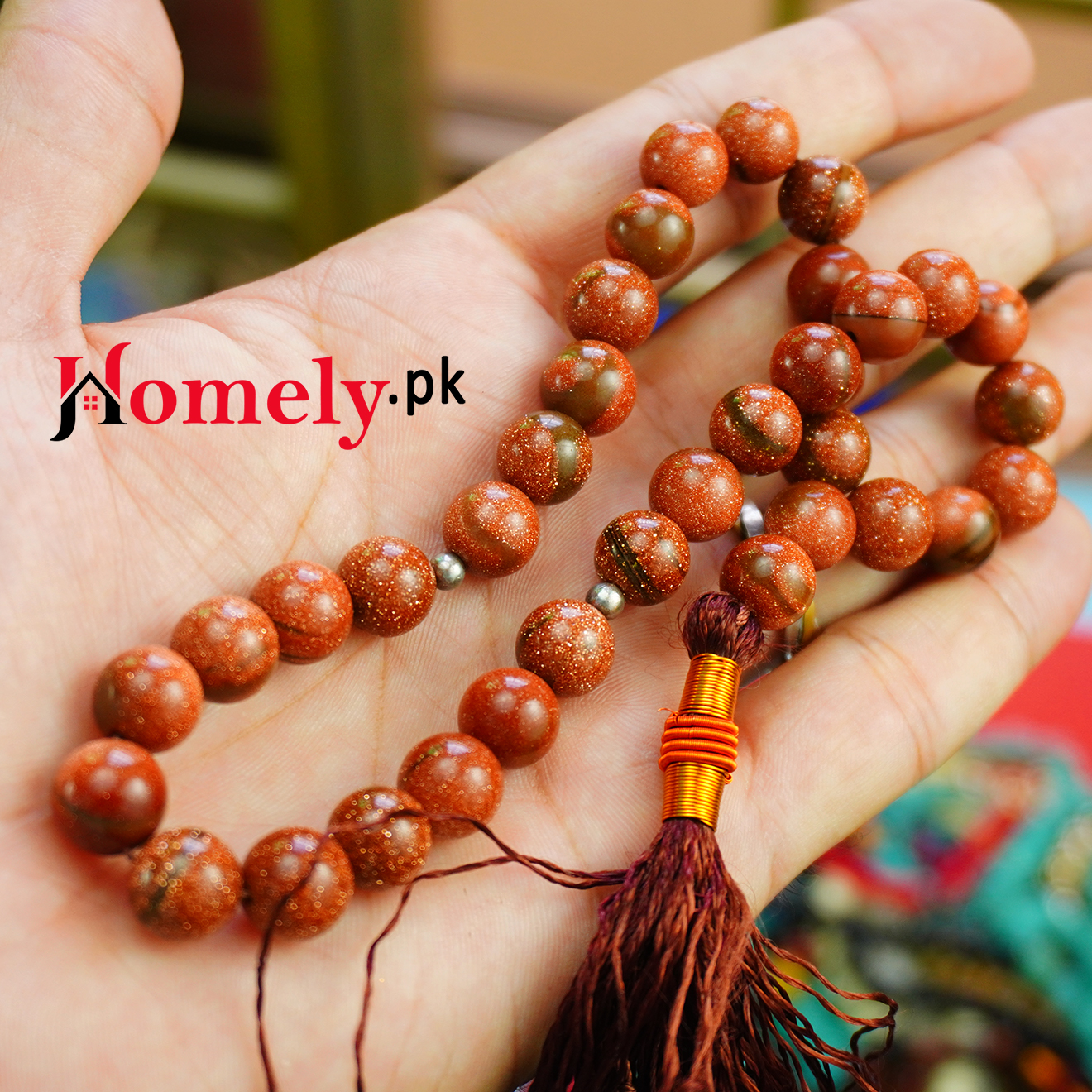 Sang Sitara Stone Tasbih 33 Beads With Box - Homely.pk