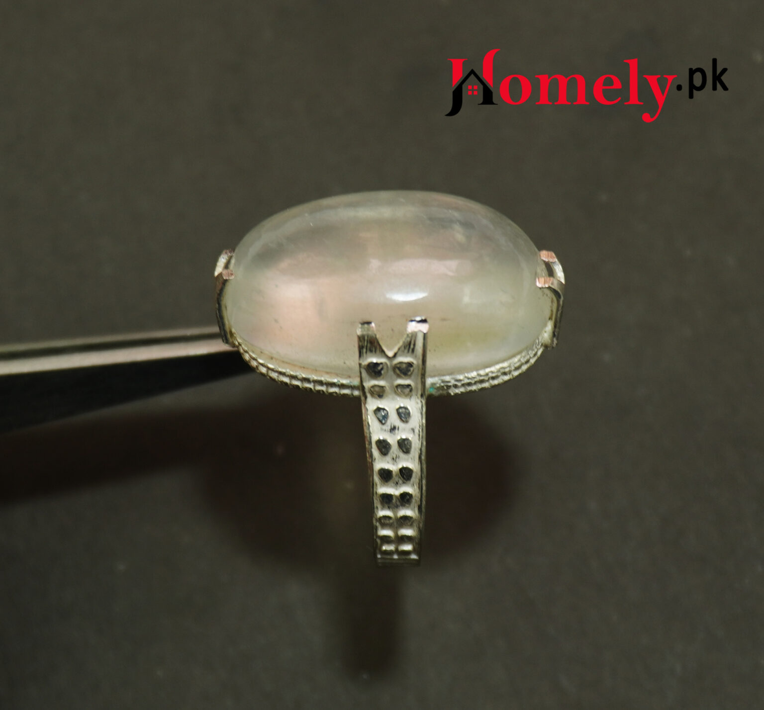 Natural Moon Stone Khalis Chandi Ring (Hand Made) - Homely.pk