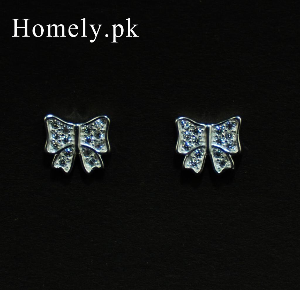 Butterfly Silver Ear Tops ( Khalis Chandi ) - Homely.pk