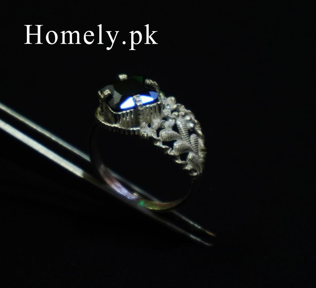 Royal Black Agate Silver Ring - Homely.pk