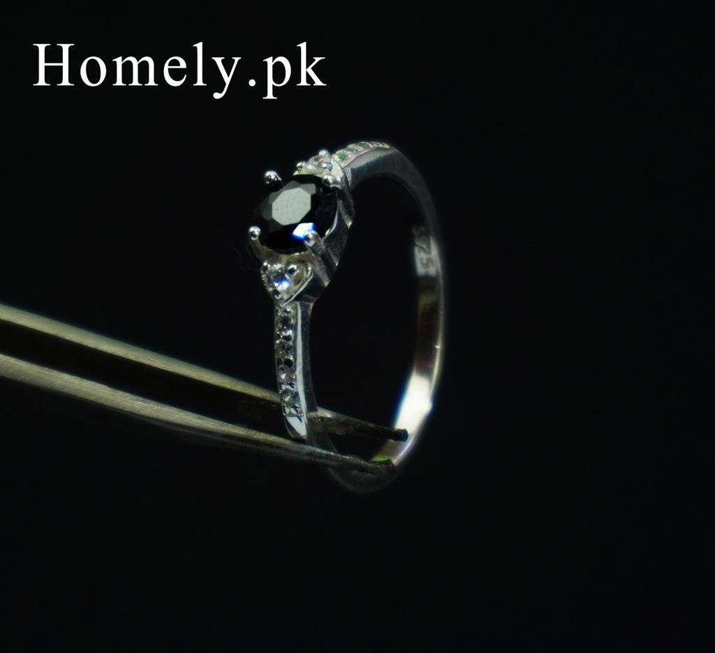 Black Stone Ring Smart Style ( Khalis Chandi ) - Homely.pk
