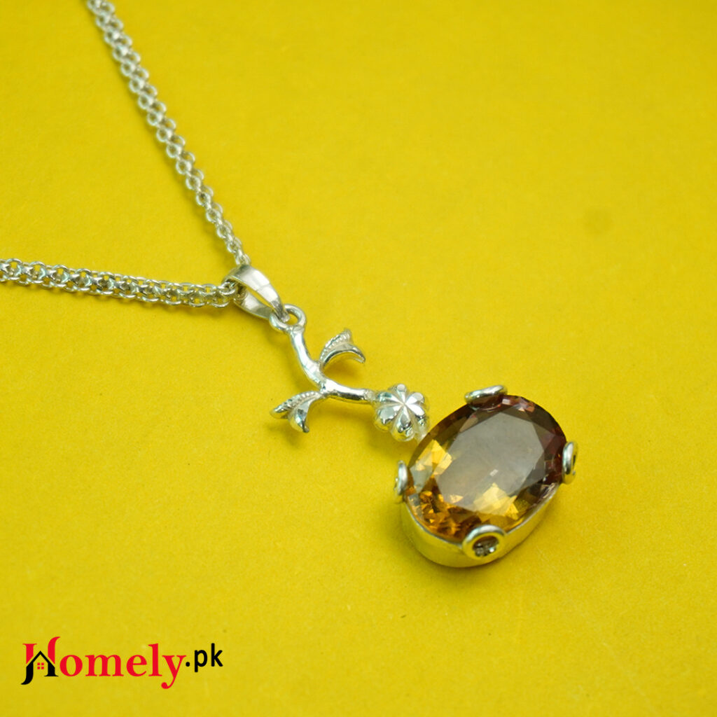 Color Changing Stone Flower Branch Pure Chandi Locket - Homely.pk